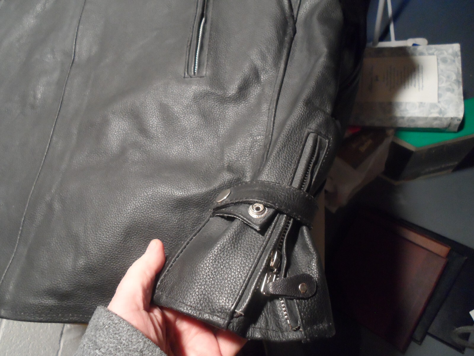 Wild Wear Black Leather Motorcycle Jacket Gray and White Stripes 4XL ...
