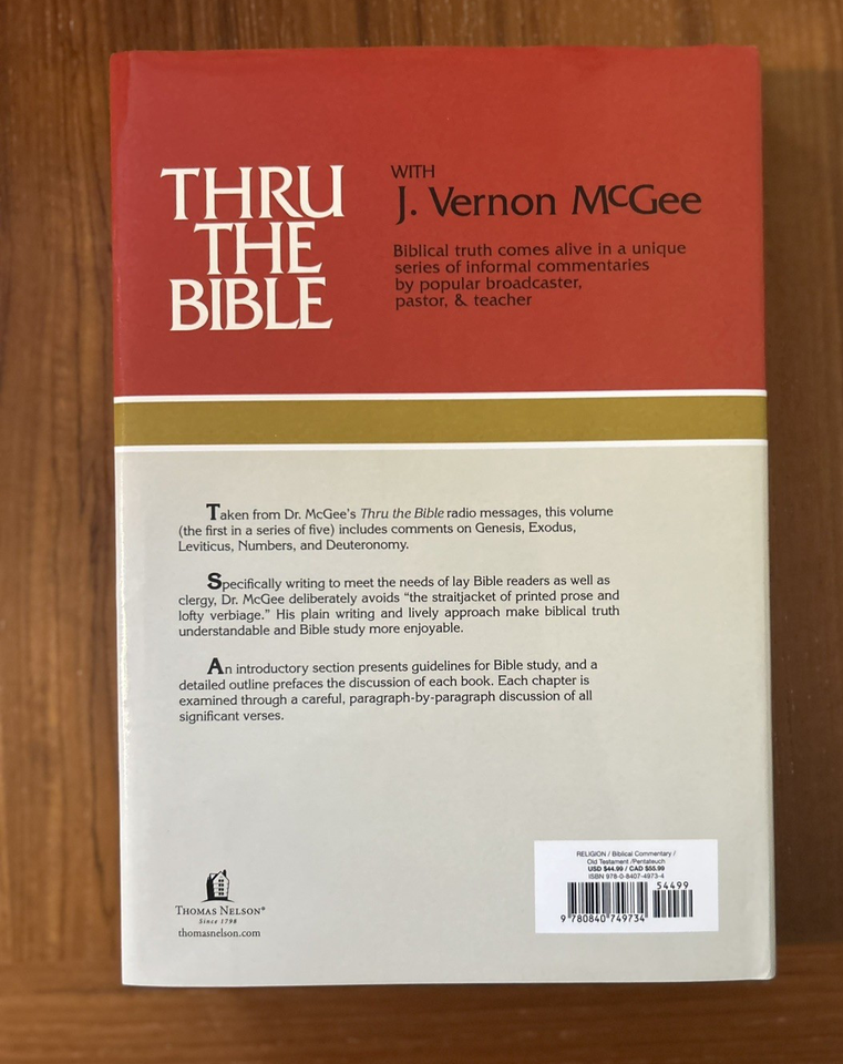 Thru the Bible With J. Vernon McGee Volumes 1-5 Complete Set Genesis ...