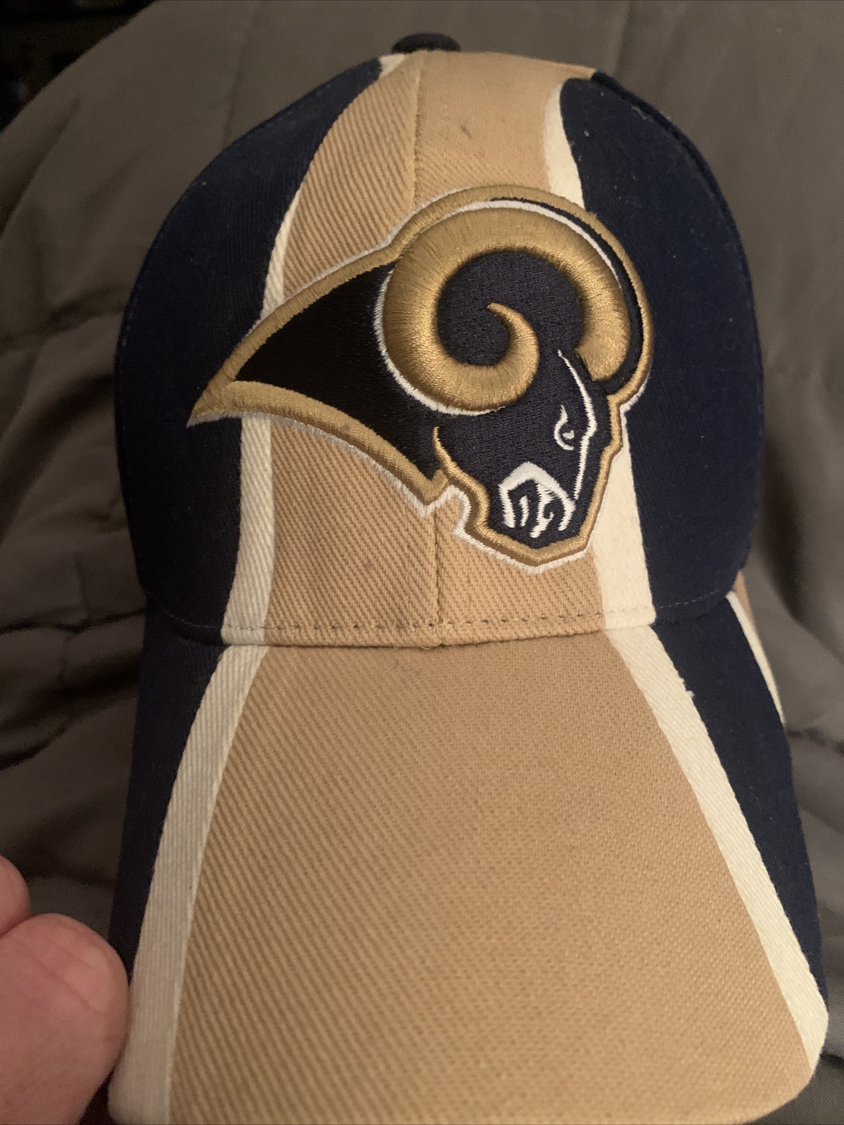 Reebok NFL St Louis Los Angeles Rams Hat Cap Blue Tan Football Adj ...