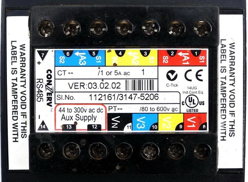 CONZERV EM6400 INDUSTRIAL DIGITAL ELECTRICAL POWER & ENERGY METER RS485 ...