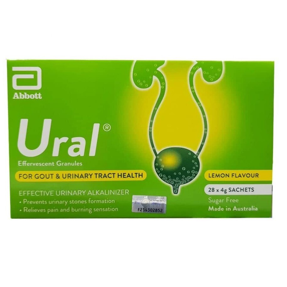 3 x Abbott Ural Effervescent Granules 4G x 28 Sachet, Urine Alkalinizer ...