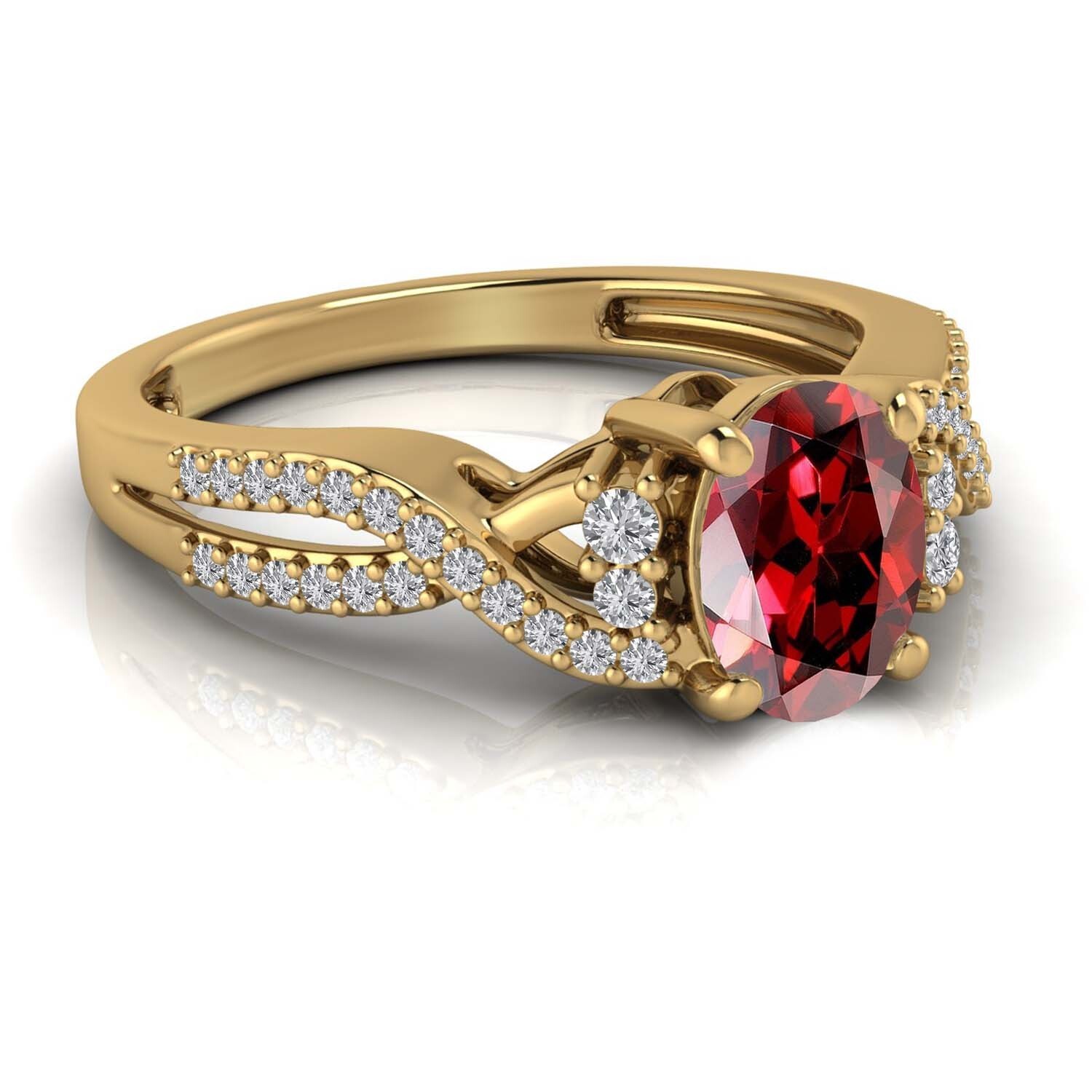 1.16Ct Lab Created Garnet & Natural Diamond Infinity Engagement Ring ...
