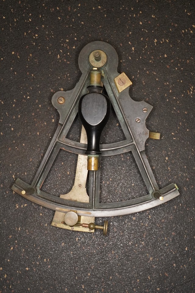 Antique Brass Maritime Sextant Octant with Ebony Handle 1800s | eBay