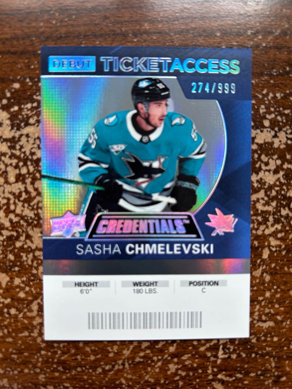 Sasha Chmelevski RC, Debut Ticket Update /999 #56 - 2020-21 UD ...