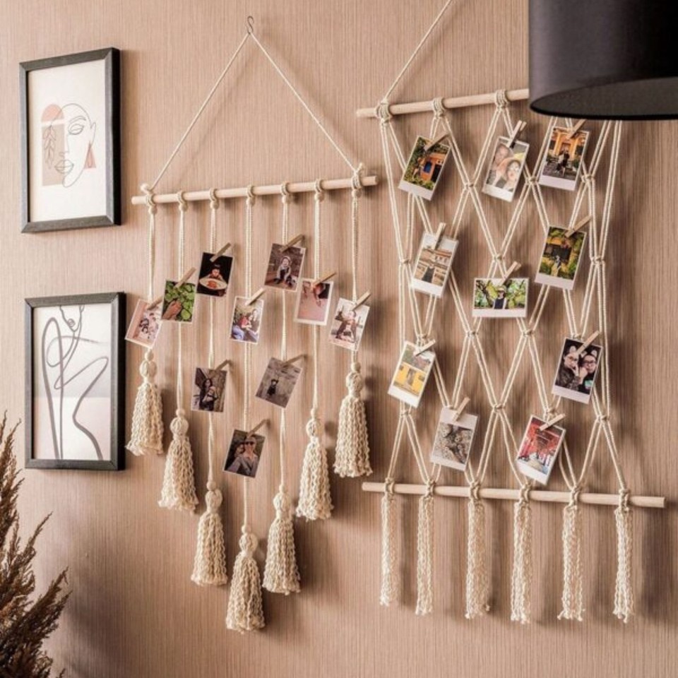 Macrame Photo Hanger, Boho Twine Photo Display,Hand-Woven Decor Photo ...