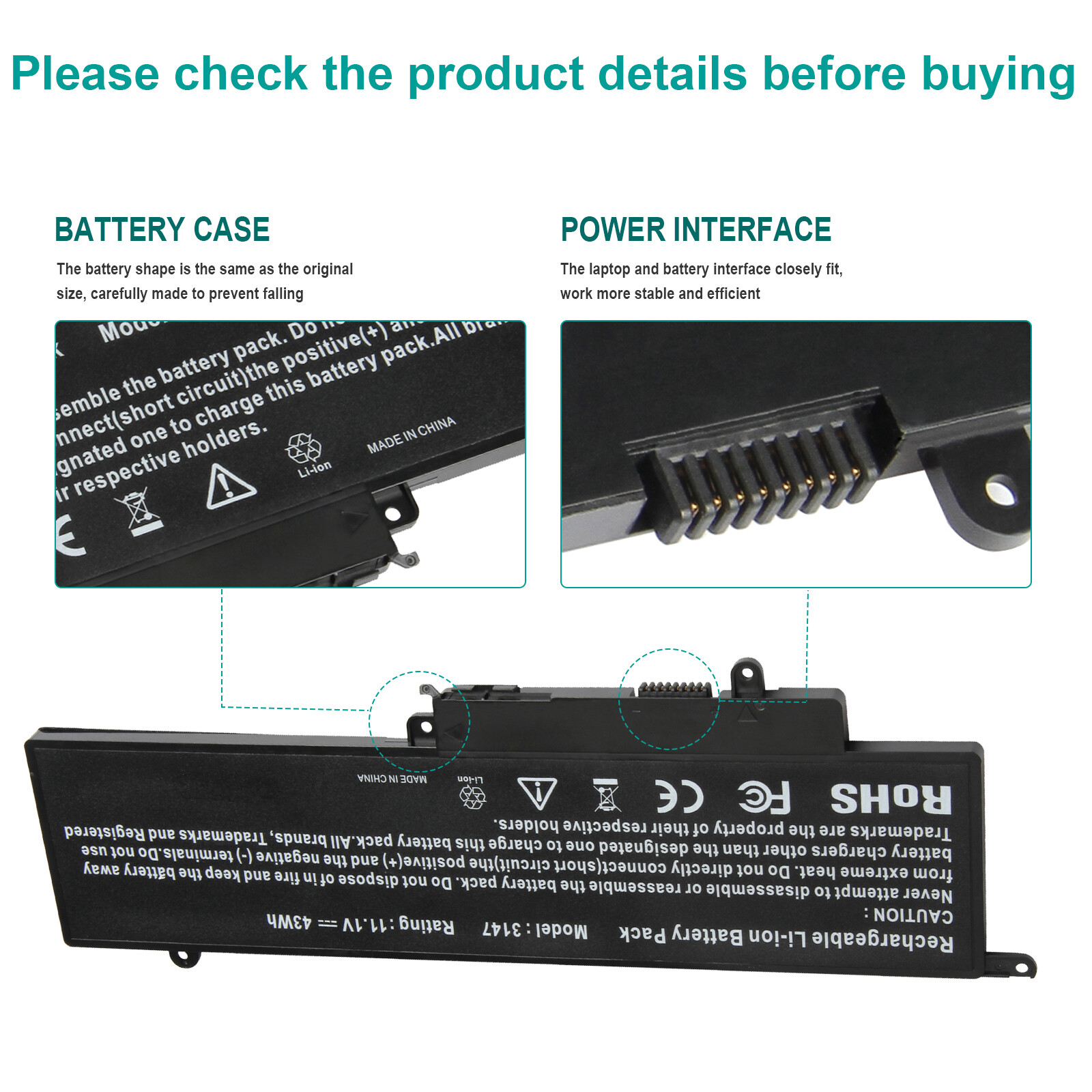 92NCT Battery For Dell Inspiron 13 7347 7348 7352 7353 7359 4K8YH P20T ...
