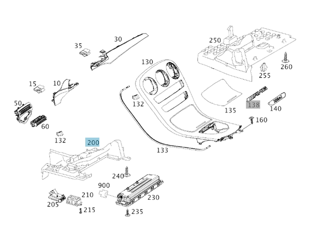 Mercedes-Benz EQC 2020 Dashboard lower bottom trim panel A2536804606 ...