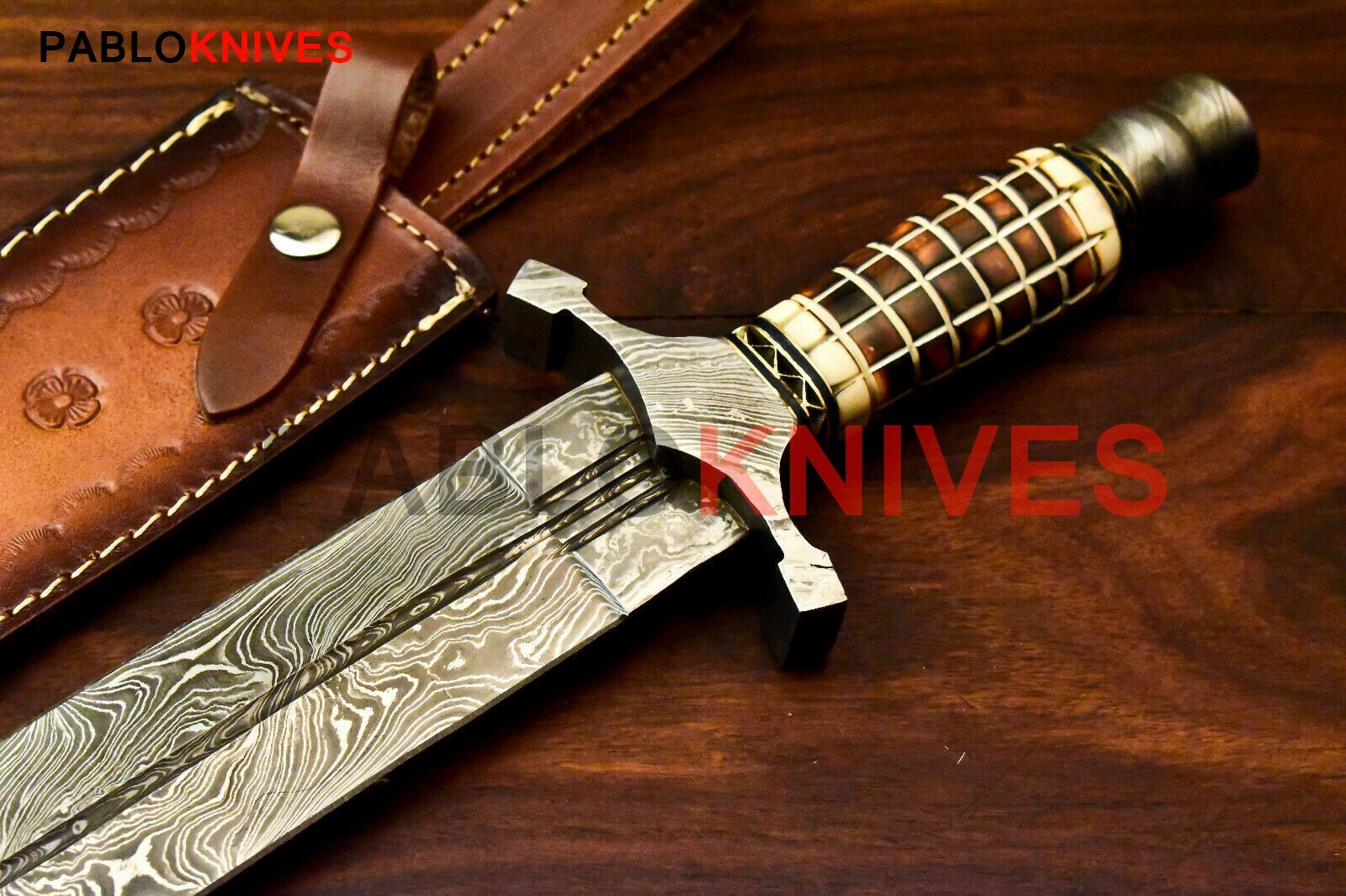 Custom Hand Forged Damascus Steel Hunting Medieval Sharp Dagger Bone ...