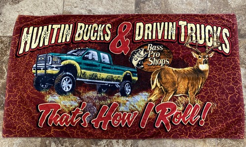 Vintage Bass Pro Shops Huntin Bucks & Drivin Trucks 34” x 60” | eBay
