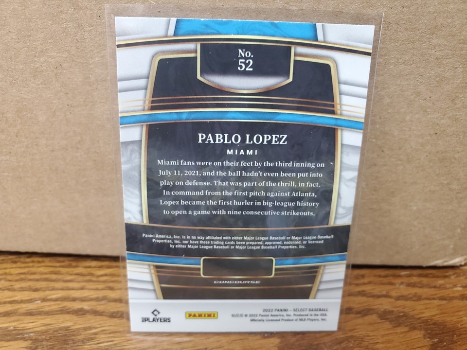 2022 Panini Select Blue Concourse Pablo Lopez Card #52 Miami Marlins | eBay