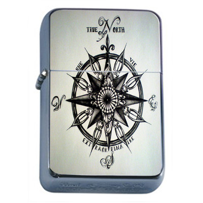 Windproof Refillable Flip Top Oil Lighter Vintage Compass D5 Nautical ...