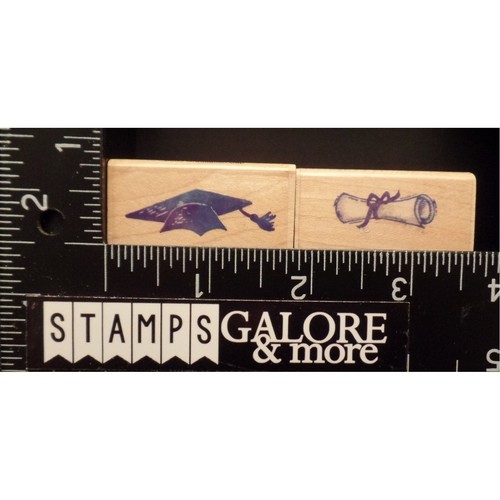 Stampendous Rubber Stamps SET 2 GRADUATION CAP & DIPLOMA SCHOOL #291 | eBay