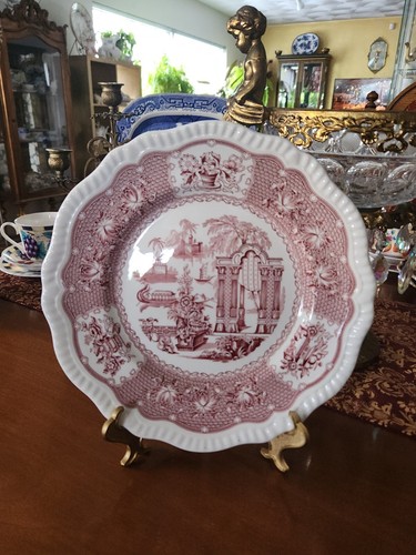 Red Transferware Spode Dinner Plate Pagoda England | eBay
