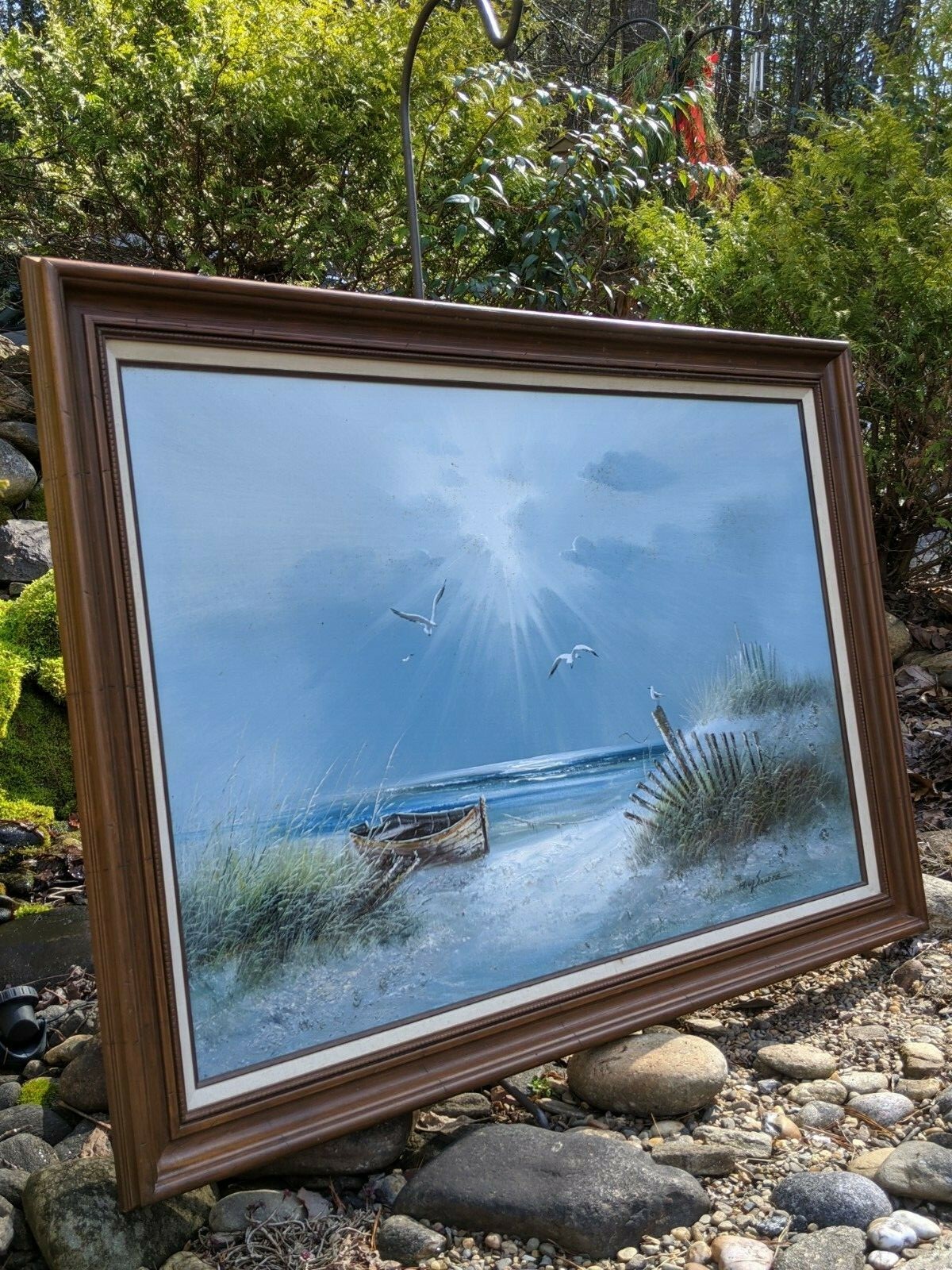 Philip Sandee Signed 36 x 24" Original Oil on Canvas Painting Beach ...