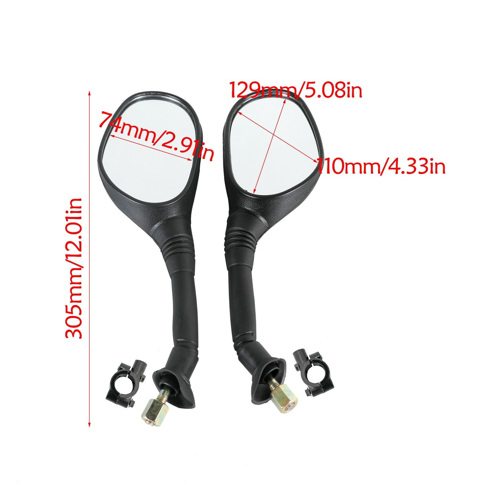 7/8" 22mm Handle Bar End Rearview Side Mirrors for ATV GO Kart Dirt ...
