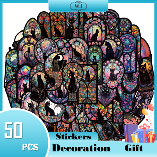 50pcs Gothic Cat Stickers Gift Bomb Decal Waterproof Skateboard Book ...