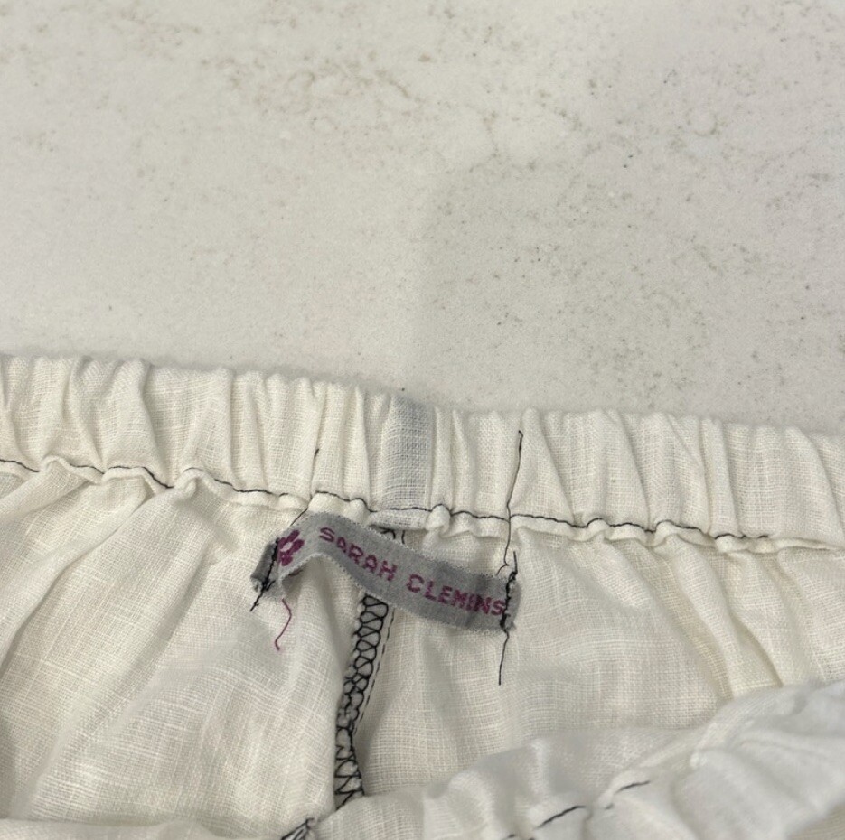 Sarah Clemens Custom Linen White Ivory Ruffle Flower Bloomers & Top Set ...