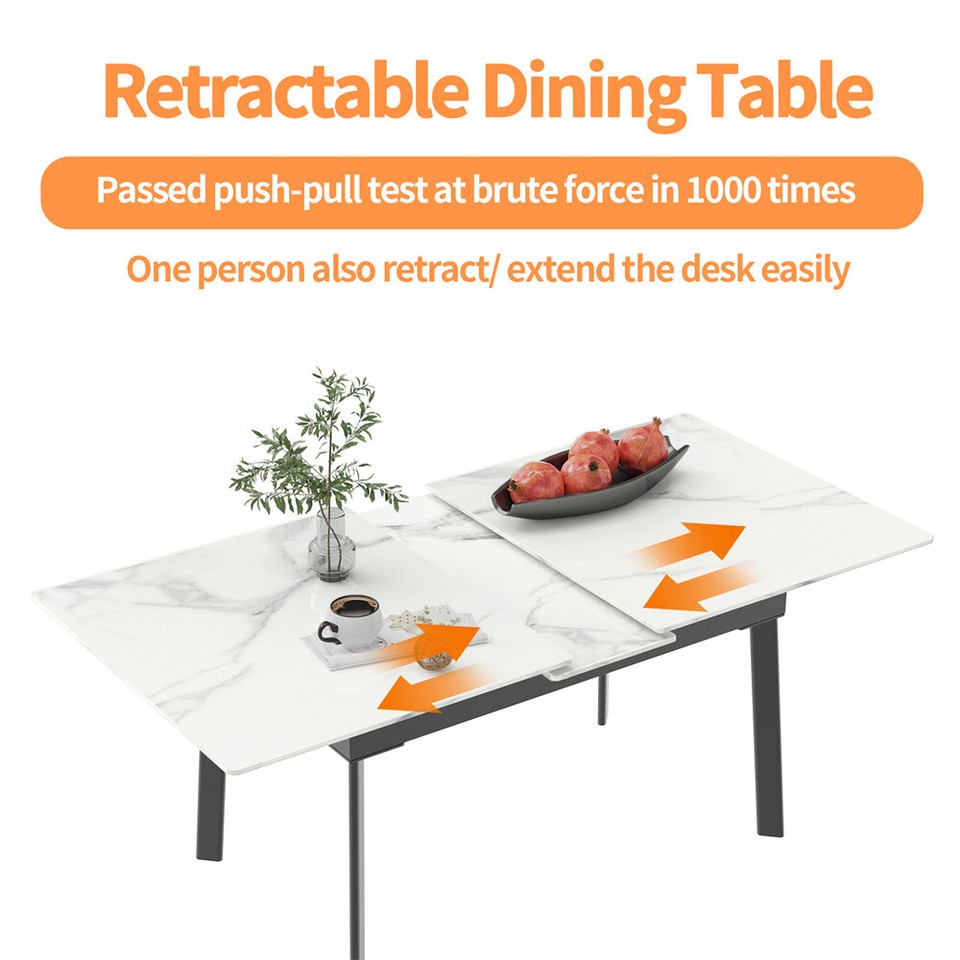 FATIVO Kitchen Extendable Dining Table Stretchable 130-160cm Marble ...