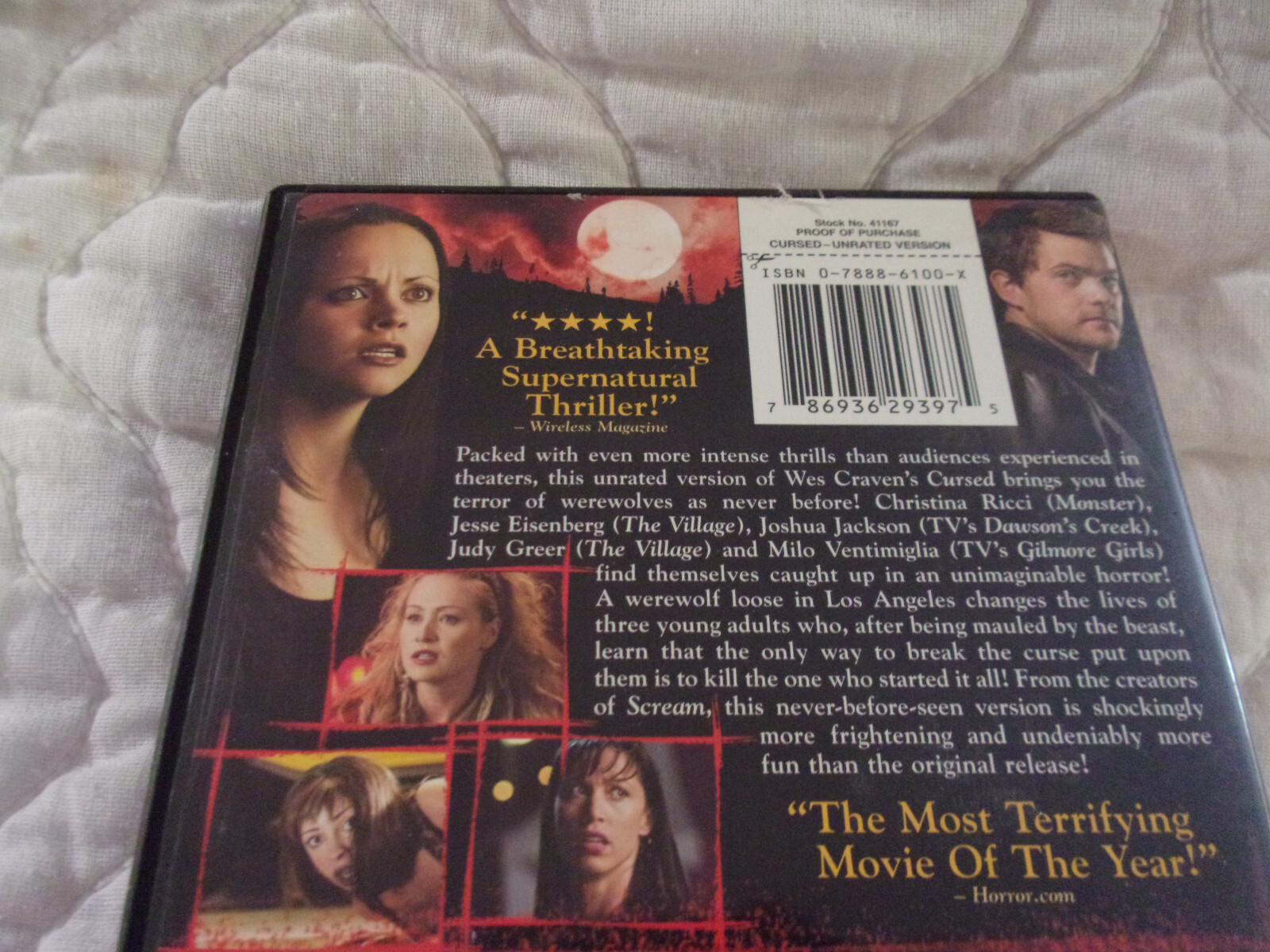 CURSED UNRATED VERSION DVD WS WES CRAVEN WEREWOLF HORROR CHRISTINA ...