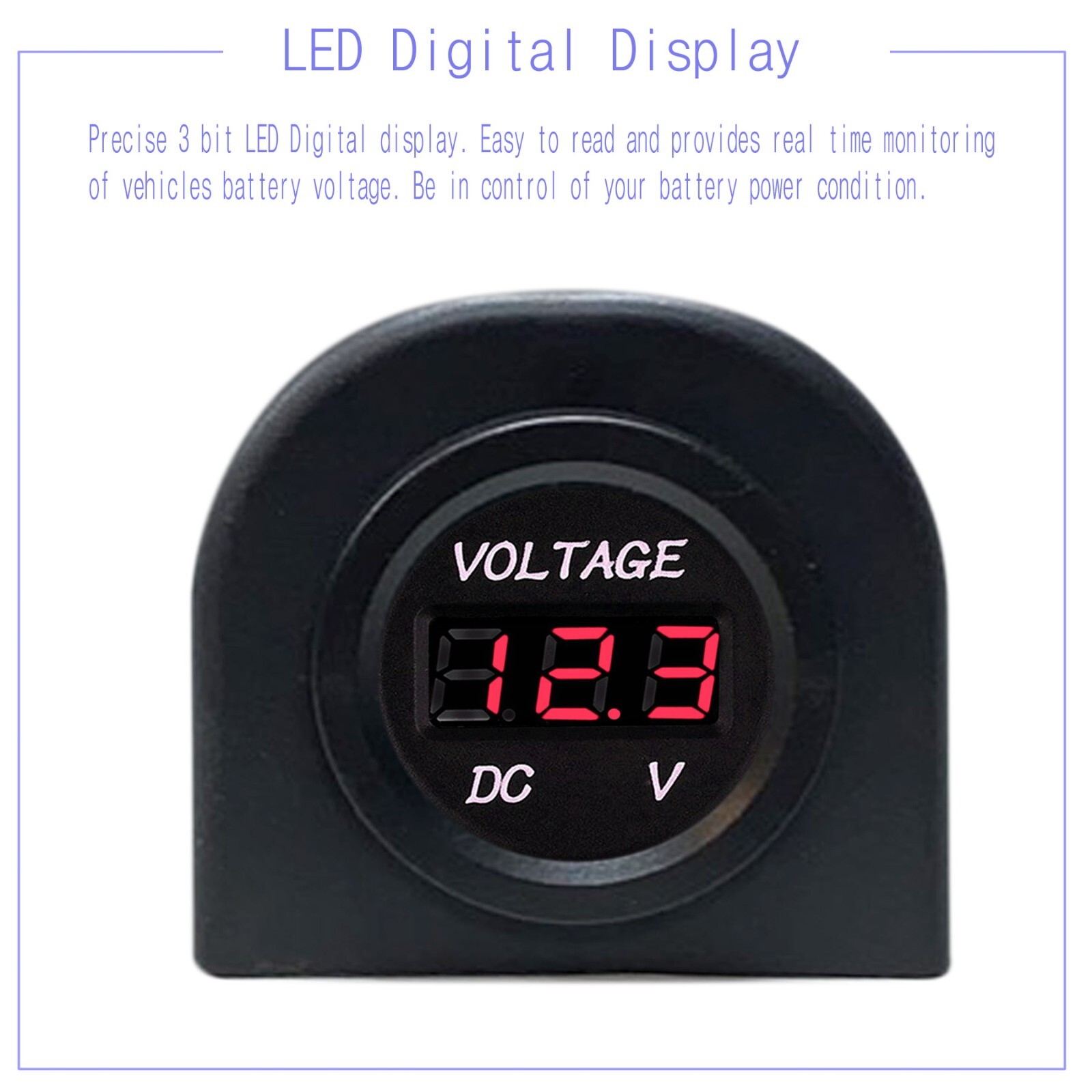 Waterproof CAR Battery Meter DC 12V Voltmeter LED Digital Display ...