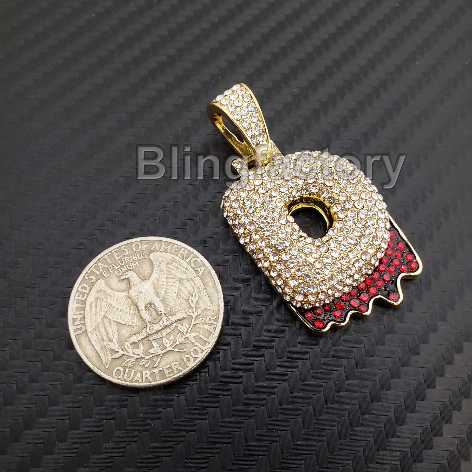 Hip Hop Bubble Drip Letter "D" Pendant & 18" 1 Row Tennis Choker Chain ...