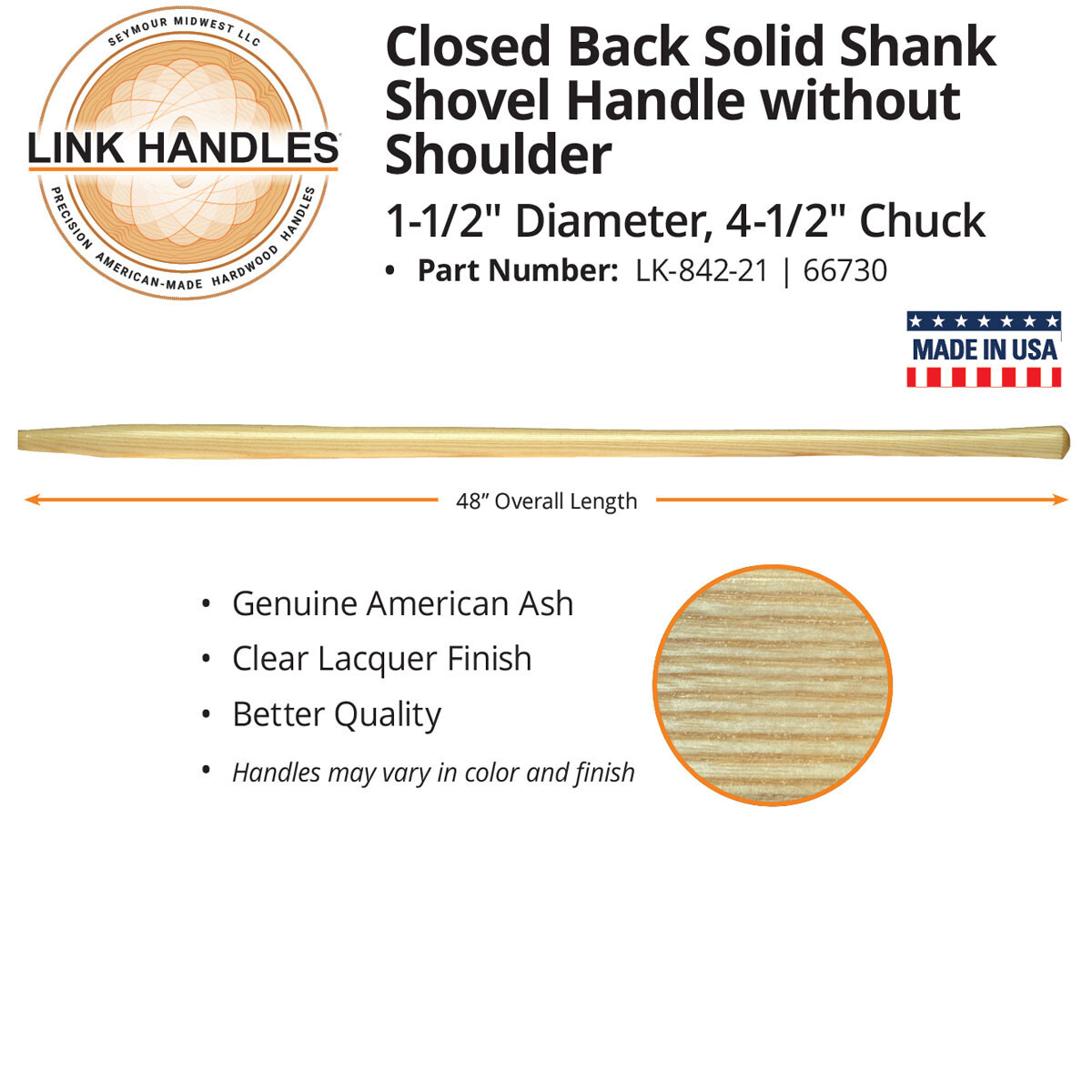 SEYMOUR MIDWEST - Closed Back Solid Shank Shovel Handle (48") | eBay