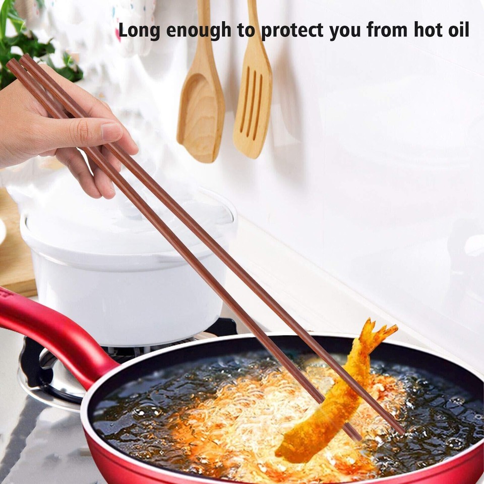 16.5 Inches Wooden Cooking Chopsticks Reusable for Noodles Frying ...