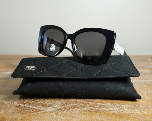 CHANEL CH5422B Urban Vintage Square Sunglasses 53mm Black/Polarized ...