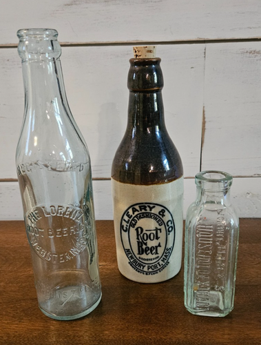 Lot of 3 Root Beer - C. Leary & Co. Stoneware, plus Hires and Lorenz ...
