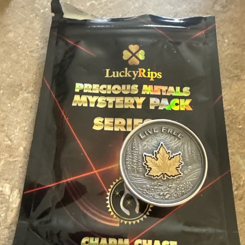 2.5 Gram Gold Maple Leaf, In a 3 oz Silver. Live Free 4 Leaf Clover ...