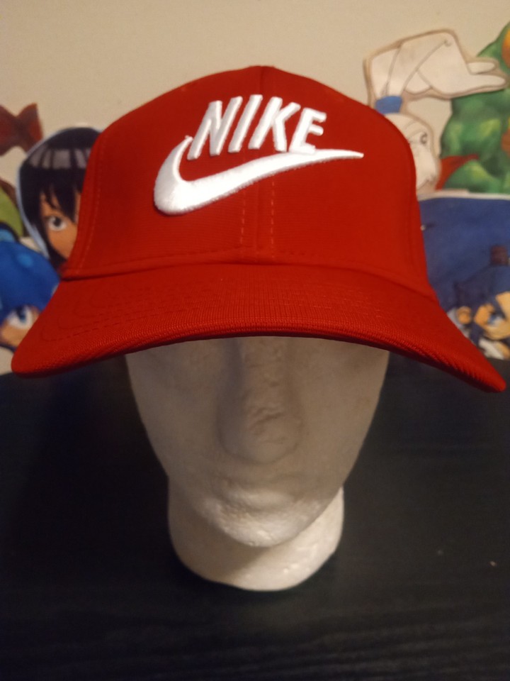 Neon Red Nike Strap back Hat Cap Embroidered Logo White Swoosh Logo ...