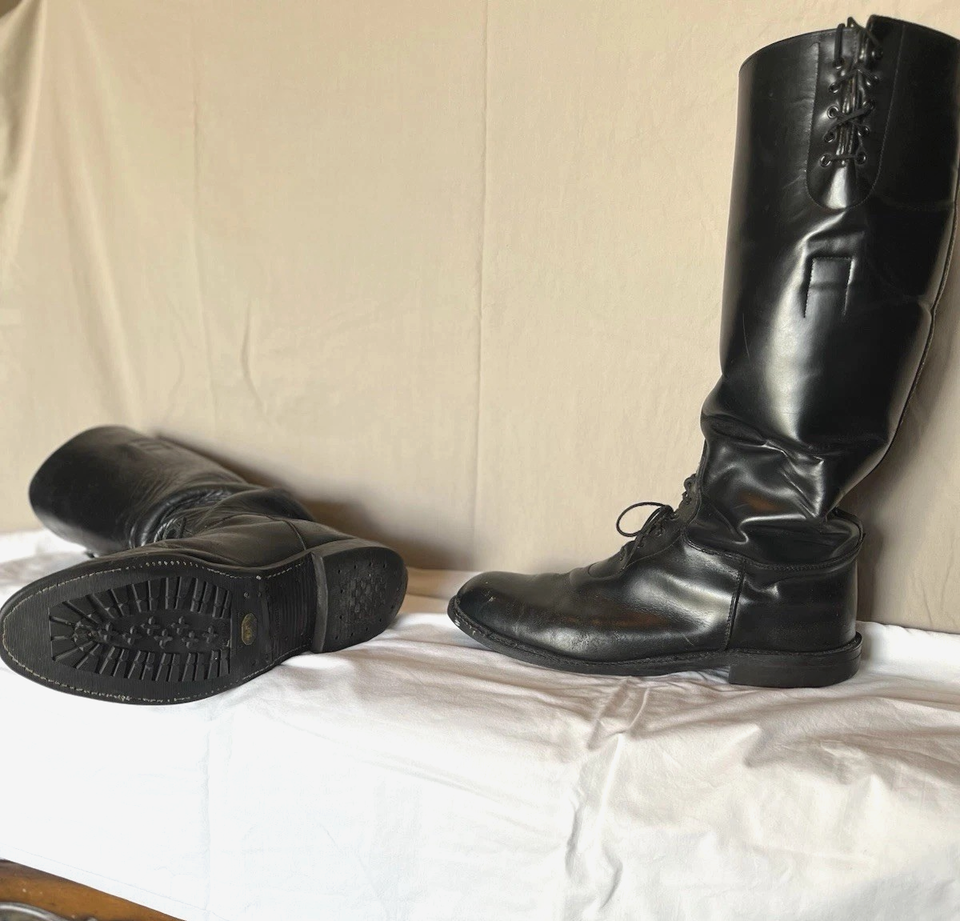 Men's Leather Motorcycle Police Boots Police Uniform | eBay