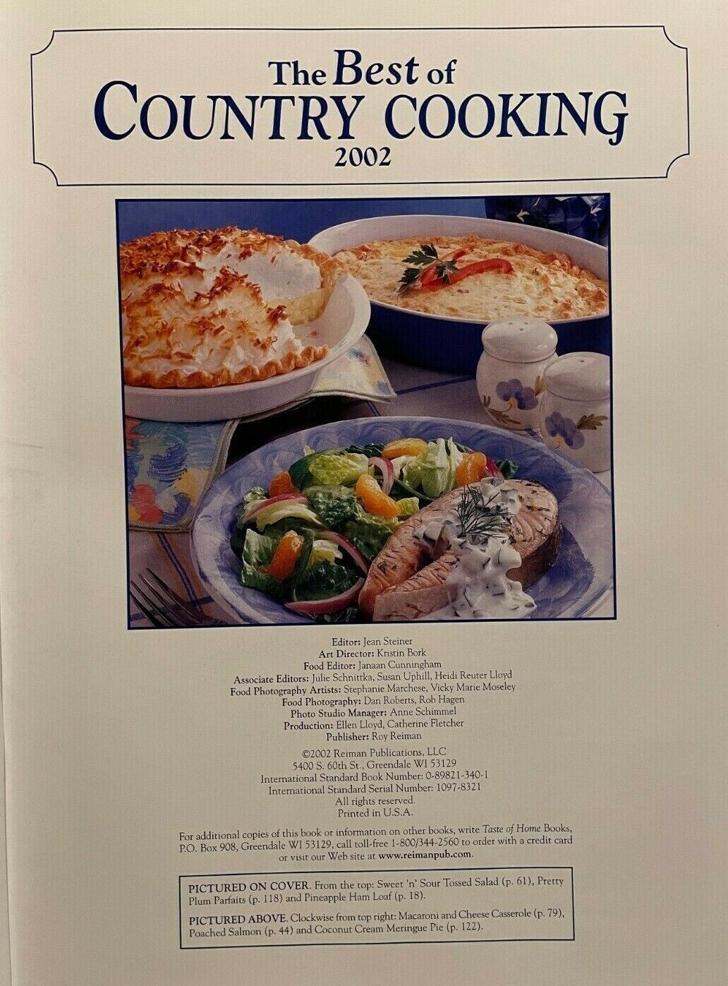 Lot of 2 - The Best of Country Cooking Taste of Home Cookbooks 2001 ...