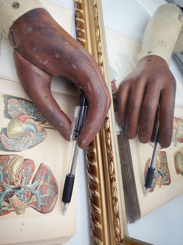 Antique Surgical Medical Leather Wood Prosthetic Arm Hand European ...