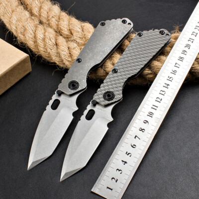 8.5'' New CNC Stone Wash D2 Blade Full Titanium Handle Folding Pocket ...