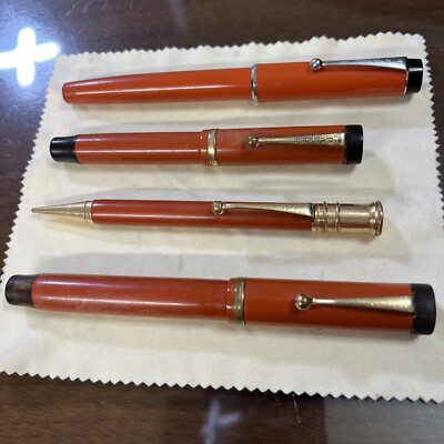 1920s Parker Duofold Big Red Set 2 F Pens. Sr & Junior LC14k Pencil ...