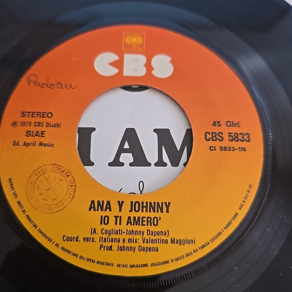Ana Y Johnny Io Ti Amero 'Quantum Mi Need 45 Italy Press 1978 | eBay ...