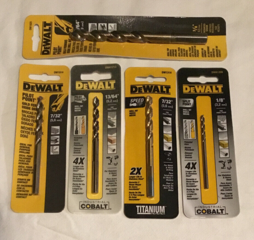 Dewalt 5 Piece Assorted Drill Bits DW1925, DWA1208, DW1314, DW1914 ...