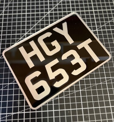 Small 7x5 Black & Silver perspex motorcycle Motor Bike Novelty number ...