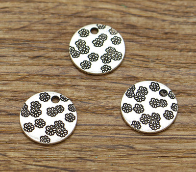 20pcs Daisy Flower Charms Disc Charms Antique Silver Tone 15x15mm 2444 ...