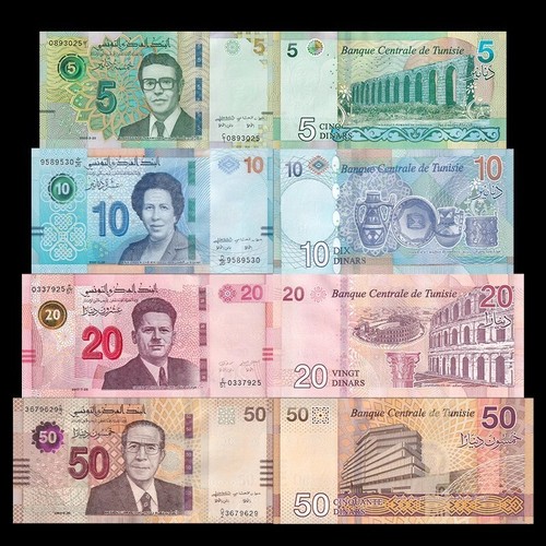 Tunisia 5 10 20 50 Dinars, Set of 4 PCS, NEW Design, 2017-2022, UNC | eBay