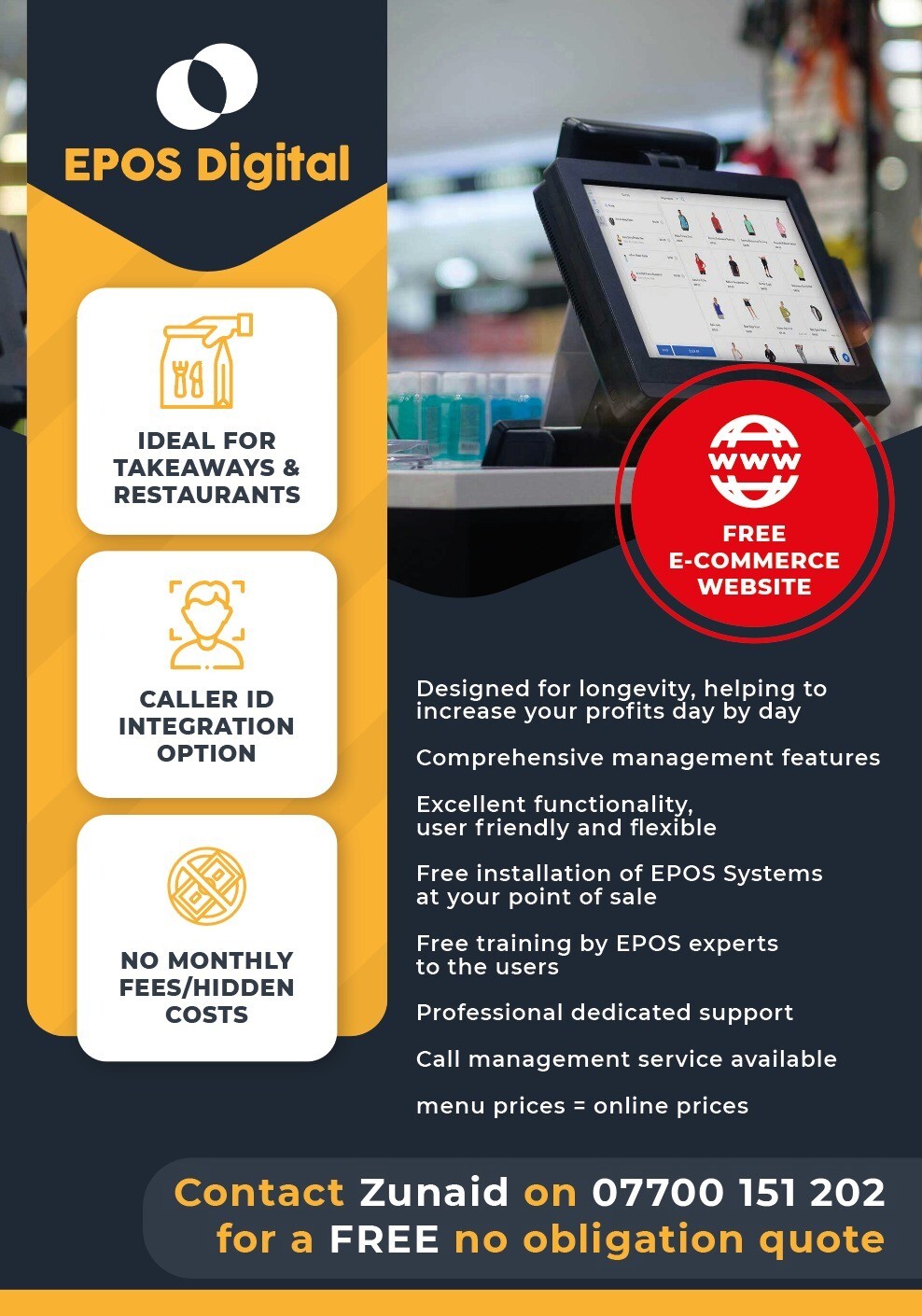 EPOS POS 15" Touchscreen Till System with 58mm/80mm printer - NO ...