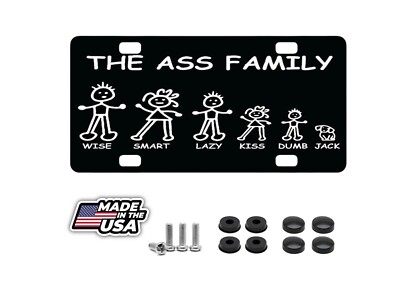 The Ass Family License Plate Aluminum 6"x12" Funny Novelty Vanity Tag ...