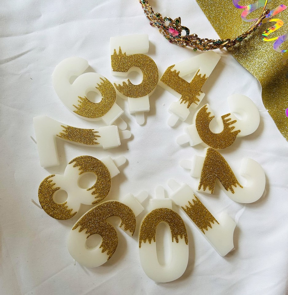 Gold Number 8 Candle Birthday Number Candle Sparkly for ...