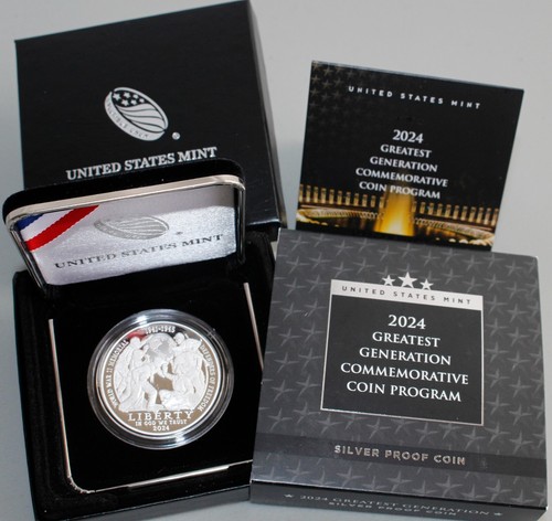 2024 P Greatest Generation Proof Silver Dollar Coin Box and COA ...