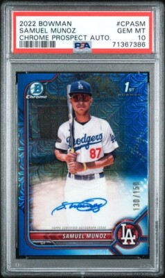 Samuel Munoz 2022 Bowman Chrome 1st Blue Mojo Auto 130/150 #CPA-SM PSA ...