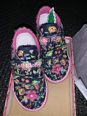 NIB Lilly Kelly Girl’s Navy Blue w/ Flowers Sneakers Keds Shoes, Size ...