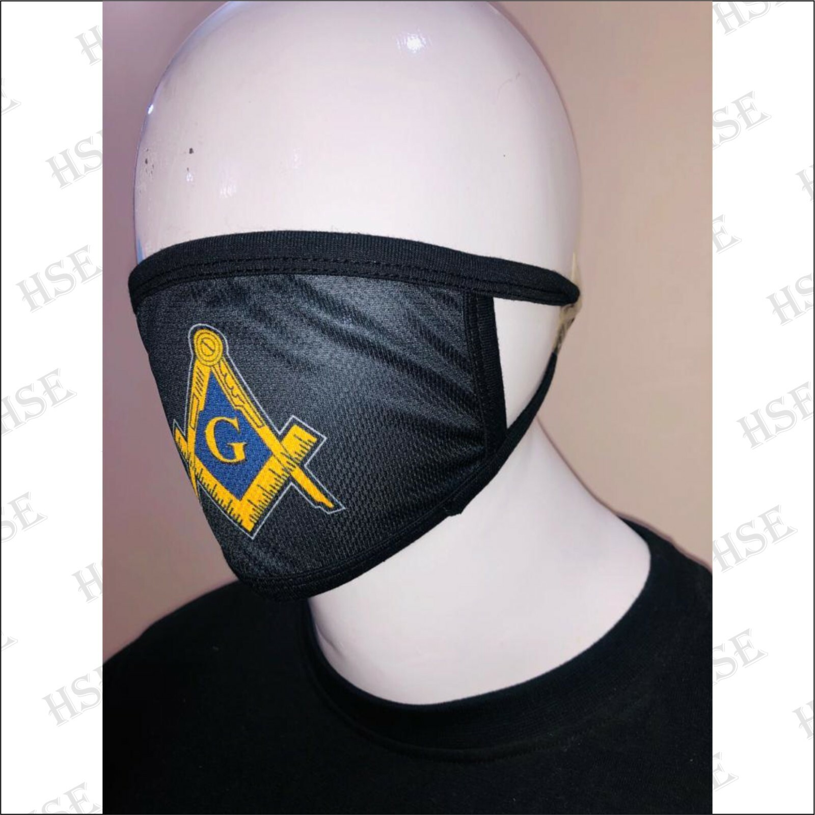 NEW 12 PCS PACK MASONIC FACE MASK MASTER MASON PRINTED EMBLEM BLACK ...