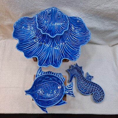 CORDON BLEU Ocean Theme Dishes Set LRG Shell/Fish/Sea Horse Prestine ...