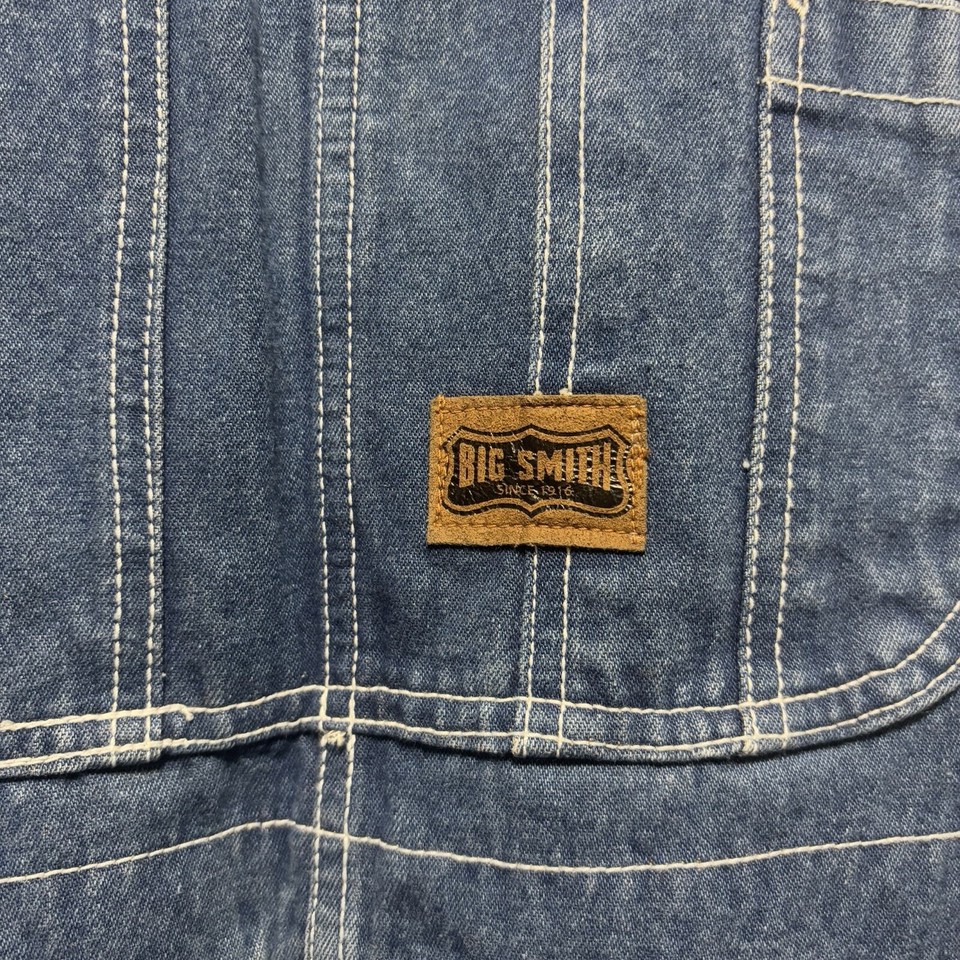 NWT Big Smith Bib Overalls Blue Denim Mens 40x32 Cargo Carpenter Ranch ...